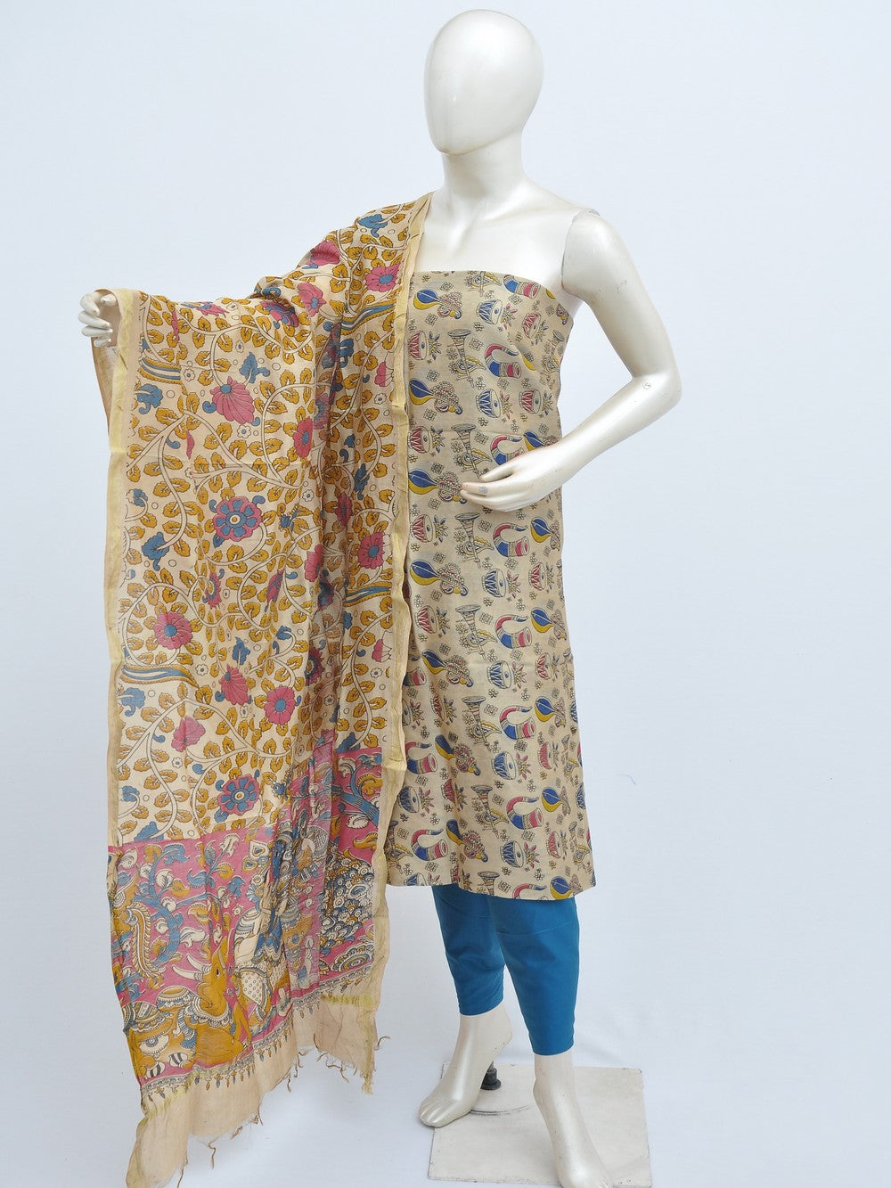 Kalamkari silk dress material Model 3 [D31110025] – DressesForWomen.IN